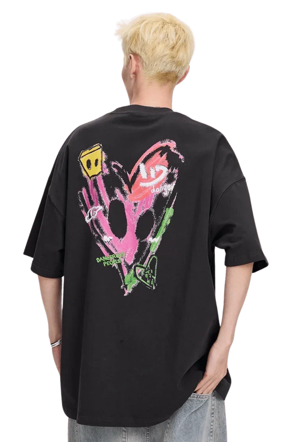 Shop Dangerous People Smiley Heart Tee for Unique Style | ShaLaoBan